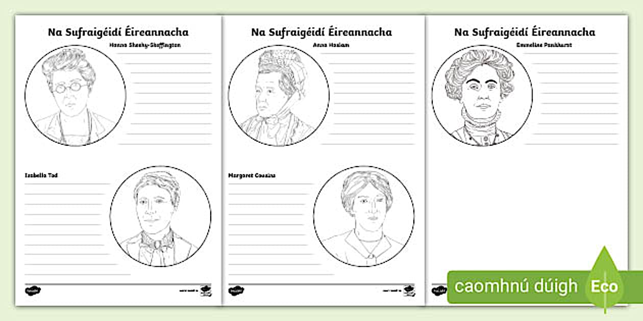 Irish Suffragettes Research Worksheets - Gaeilge - Twinkl