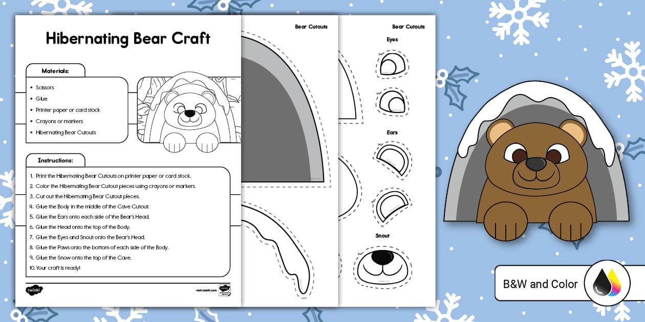 Hibernating Bear Craft (teacher made) - Twinkl