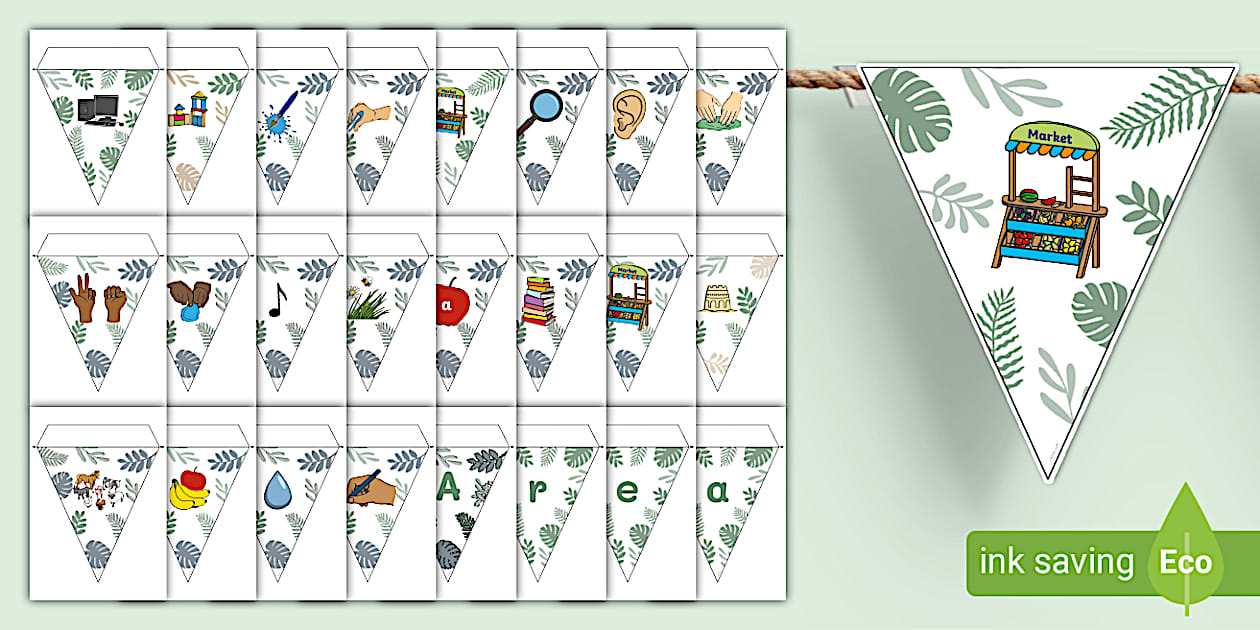 EYFS Botanical Bunting Display Pack (teacher made) - Twinkl