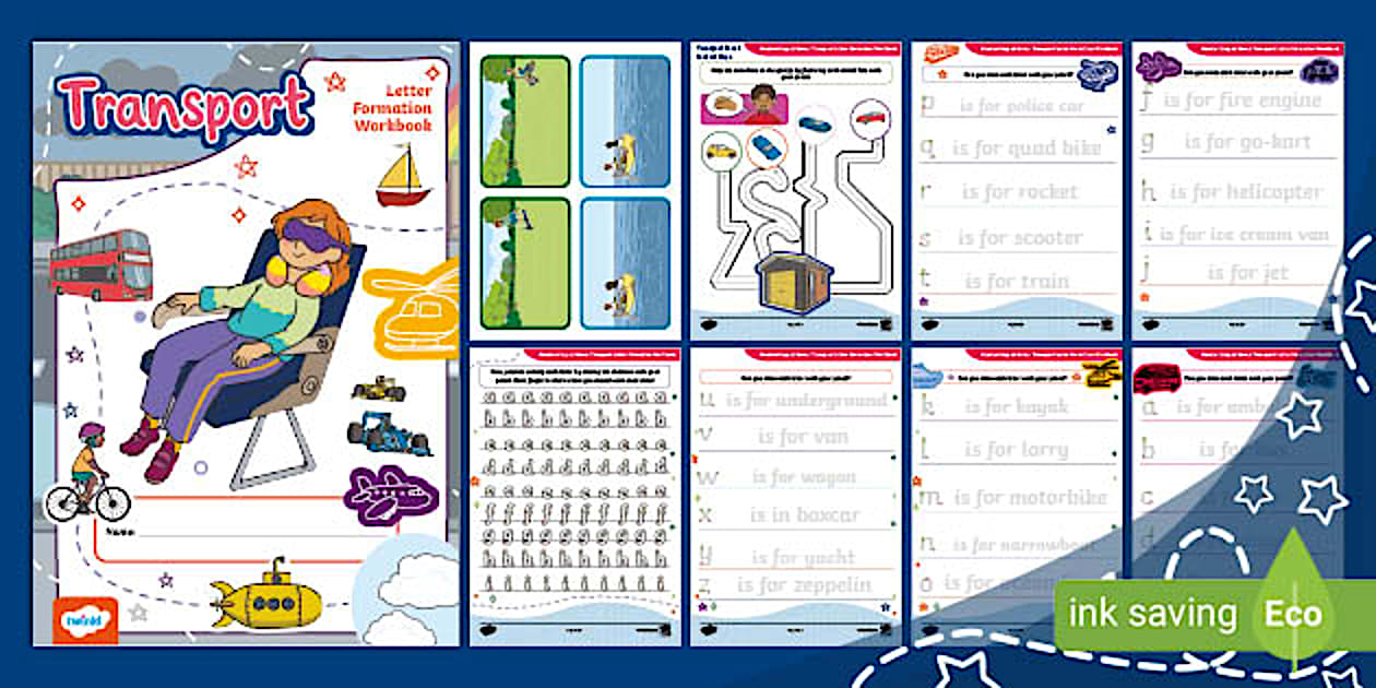 Printable Transport Letter Formation Workbook | Parents