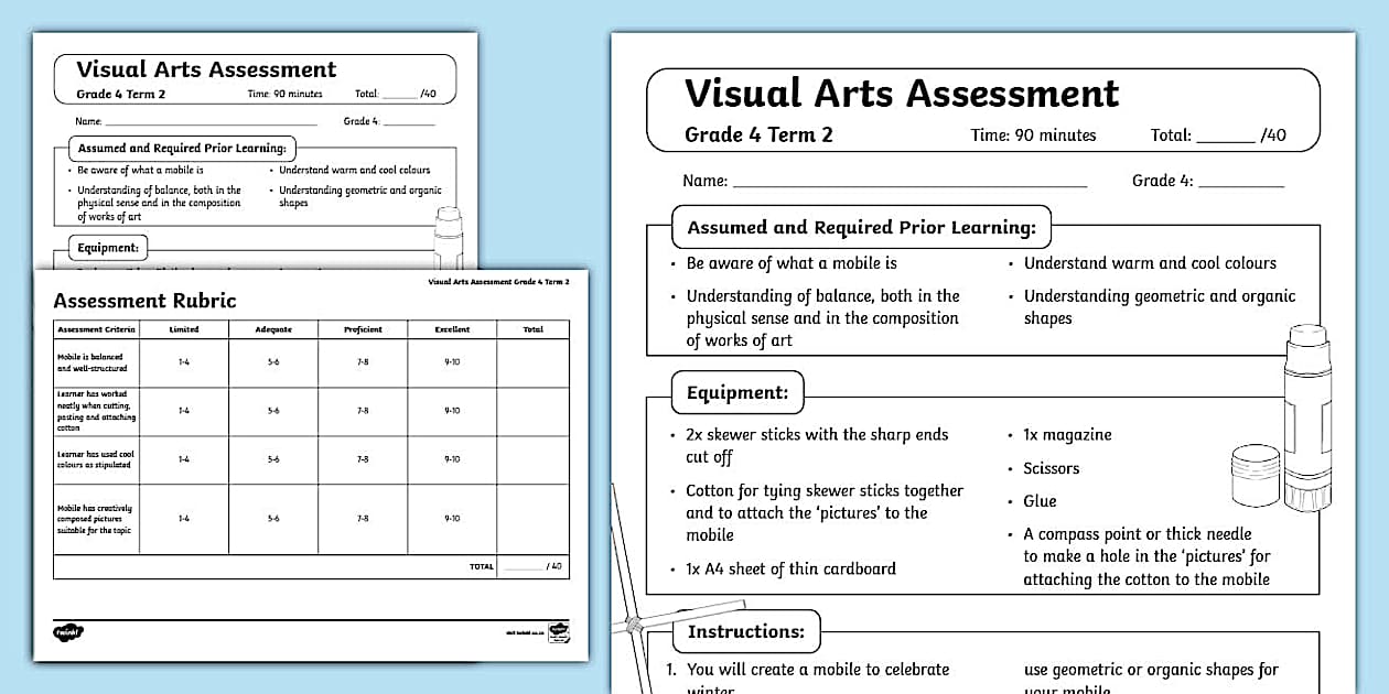 Visual Arts Assessment Grade 4 Term 2 (teacher made)