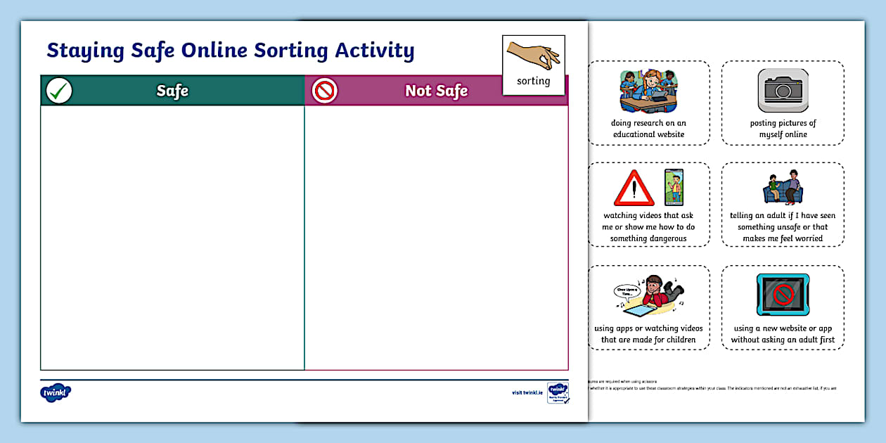 Staying Safe Online Sorting Activity (teacher made) - Twinkl
