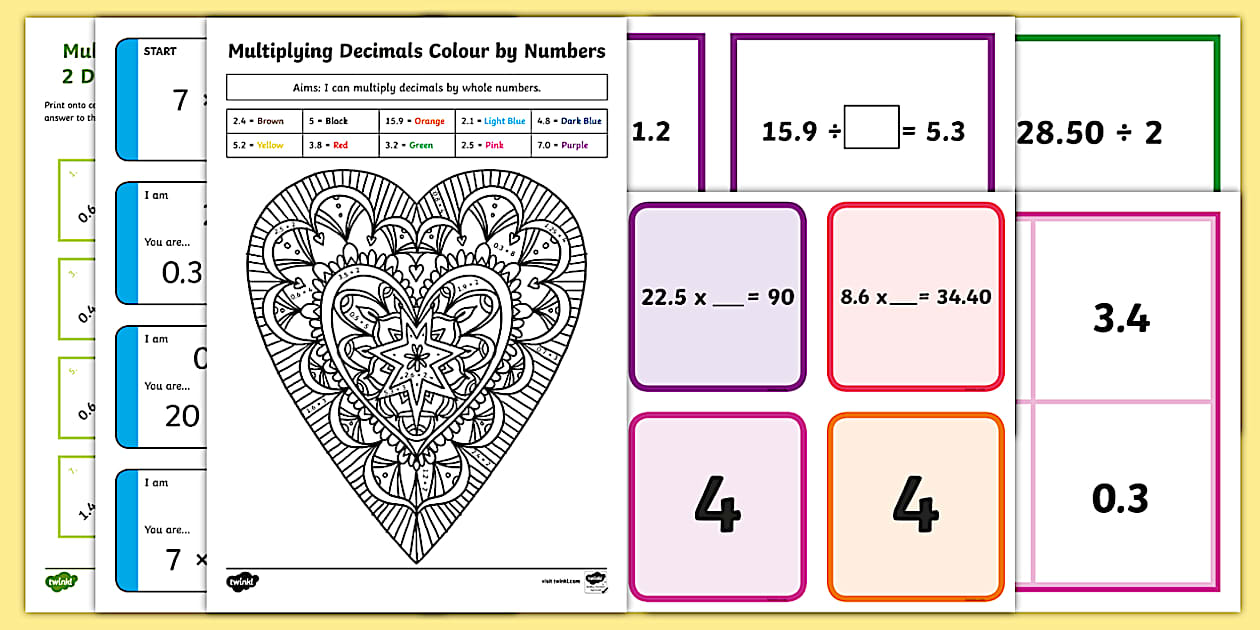 Multiply and Divide Decimals Bingo and Matching Cards Pack