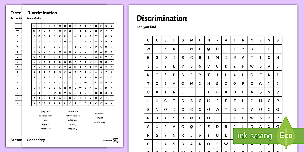 Discrimination Word Search | Beyond (teacher made) - Twinkl
