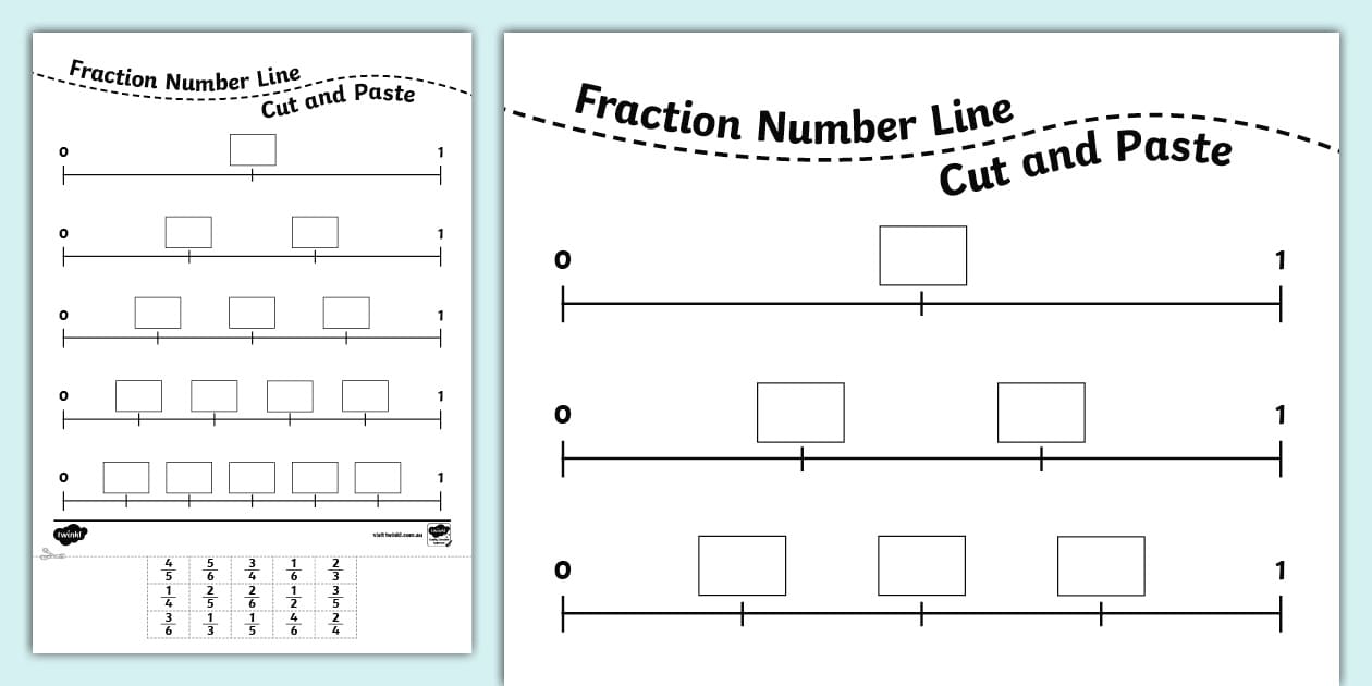Fraction Number Line Cut and Paste (teacher made) - Twinkl