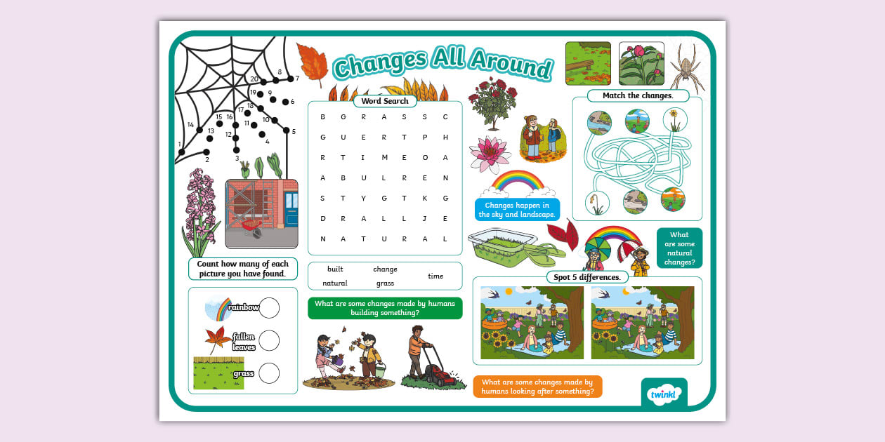 Changes All Around Activity Mat (teacher made) - Twinkl