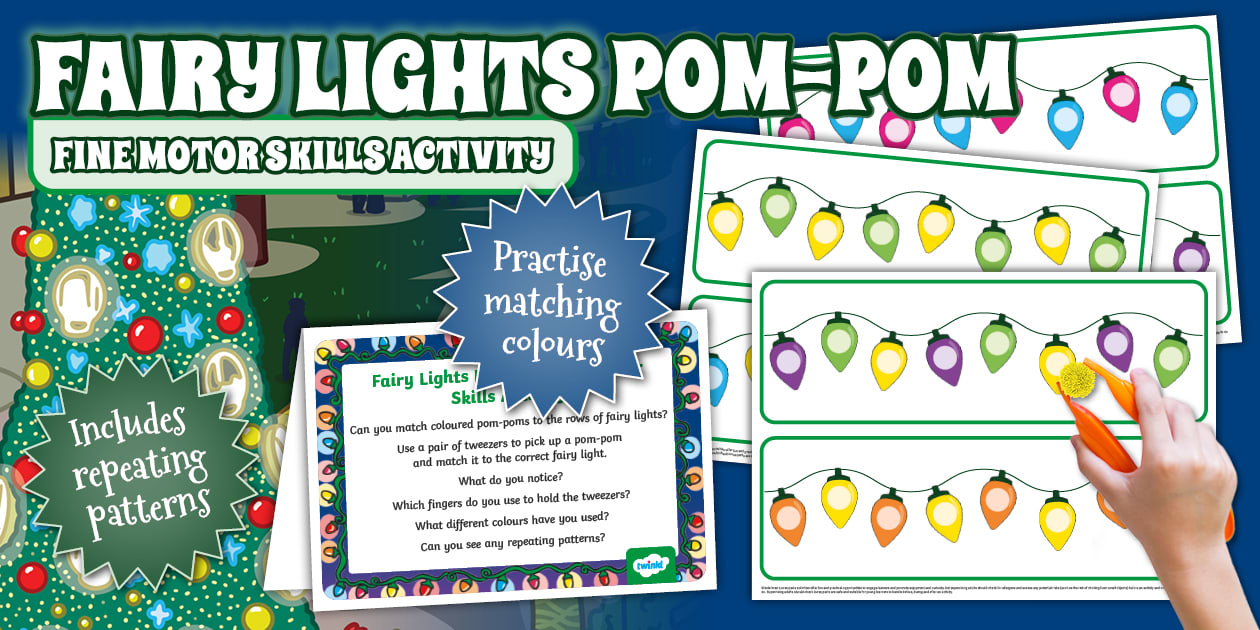 Fairy Lights Pom-Pom Fine Motor Skills Activity | Twinkl
