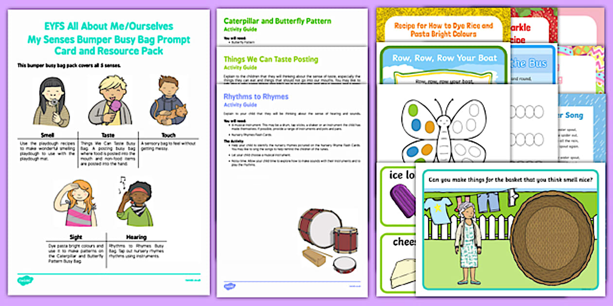All About Me/Ourselves - My Senses Bumper Busy Bag Resource Pack For ...
