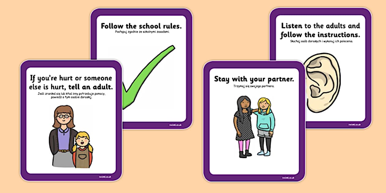 Local Walk Rules Cards Polish Translation (teacher made)