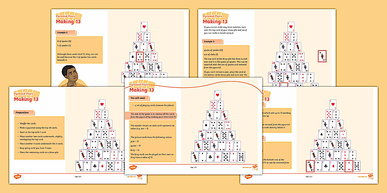 👉 Making 13 - Pyramid Pairs Card Game (Teacher-Made)