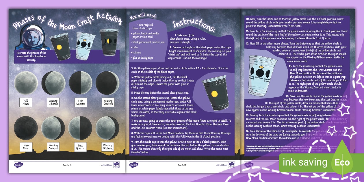 * NEW * Phases of the Moon Craft Activity KS2