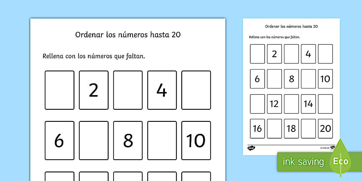 Ficha de actividad: Ordenar números hasta 20 (teacher made)