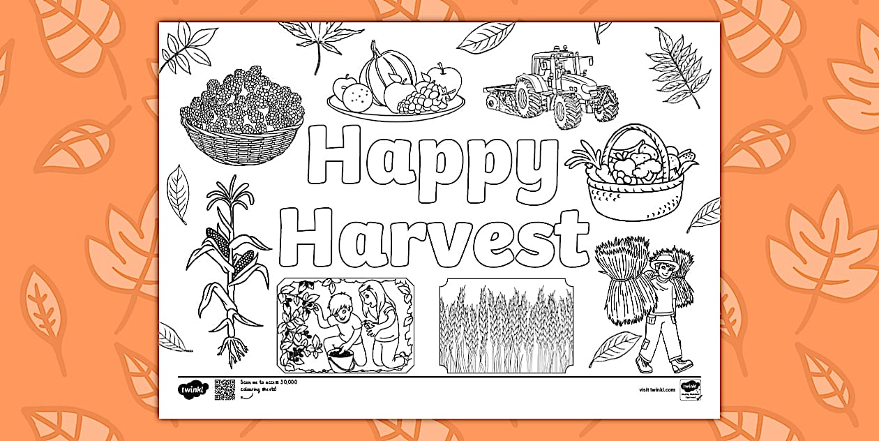 Happy Harvest Colouring Page - Twinkl Colouring - Twinkl