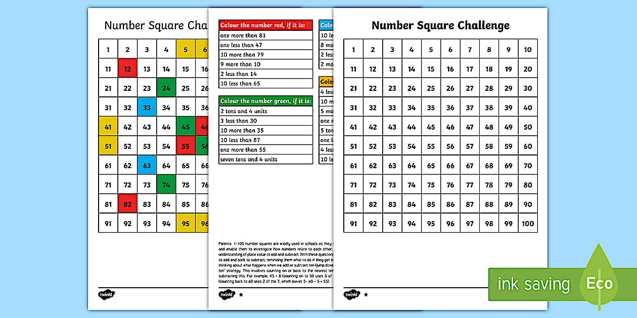 Number Squares Addition and Subtraction Worksheet / Worksheets