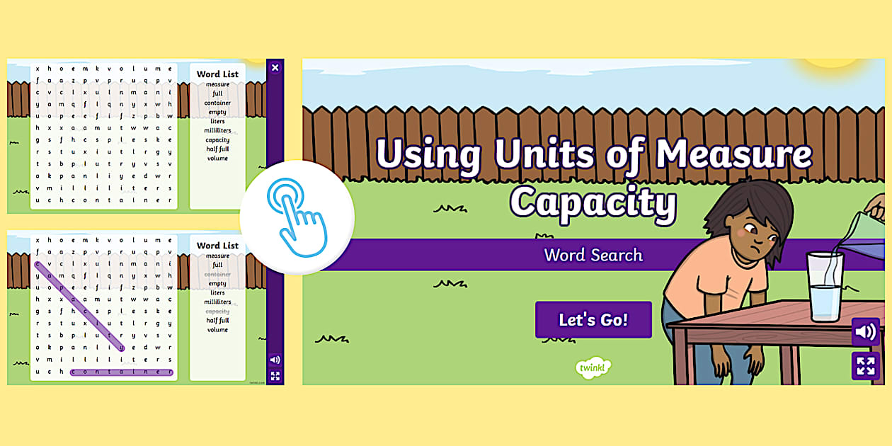 Using Units of Measure Capacity Interactive Word Search