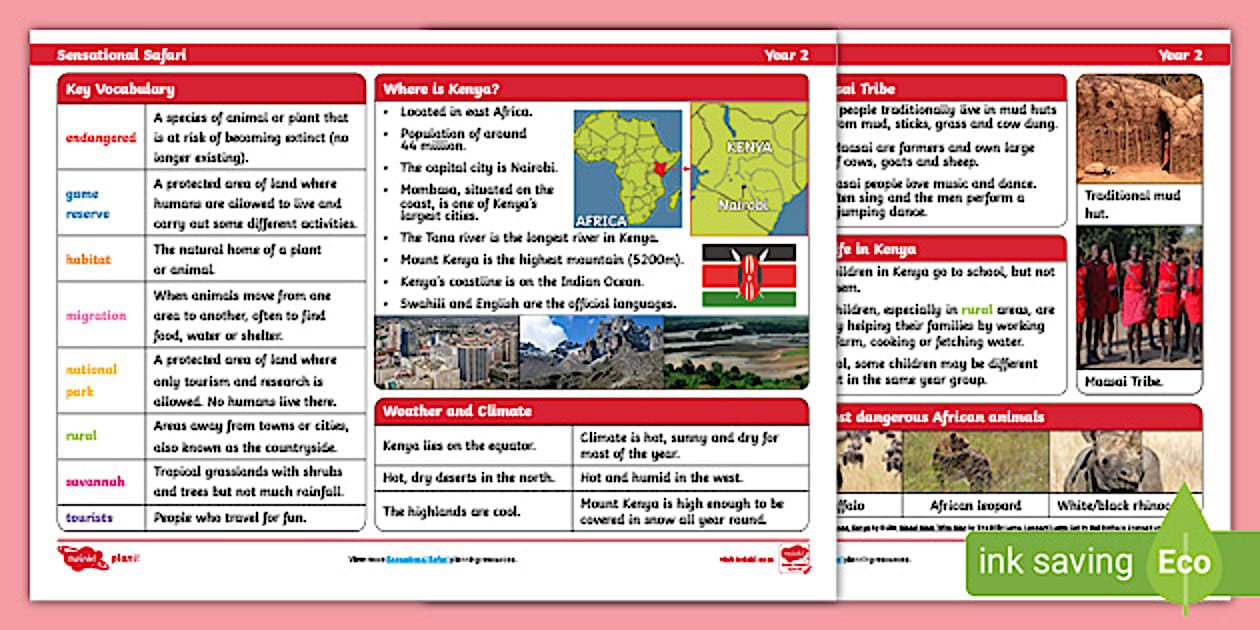 Geography Knowledge Organiser: Sensational Safari Y2