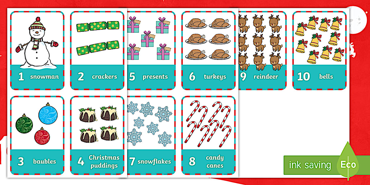 1 to 10 Christmas Number Flashcards - 0-10 Display Numbers (Christmas)