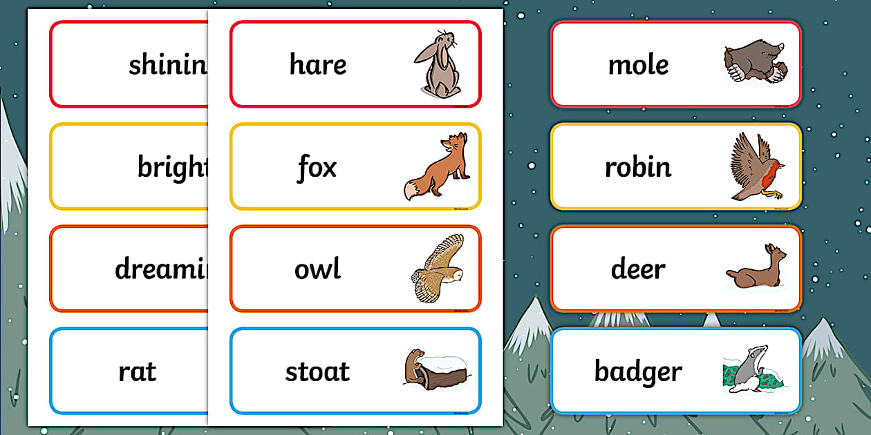 Ten Little Lights Word Cards