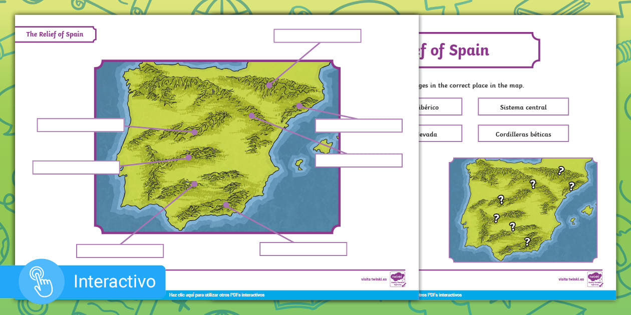 Interactive Map: The Relief of Spain (teacher made) - Twinkl