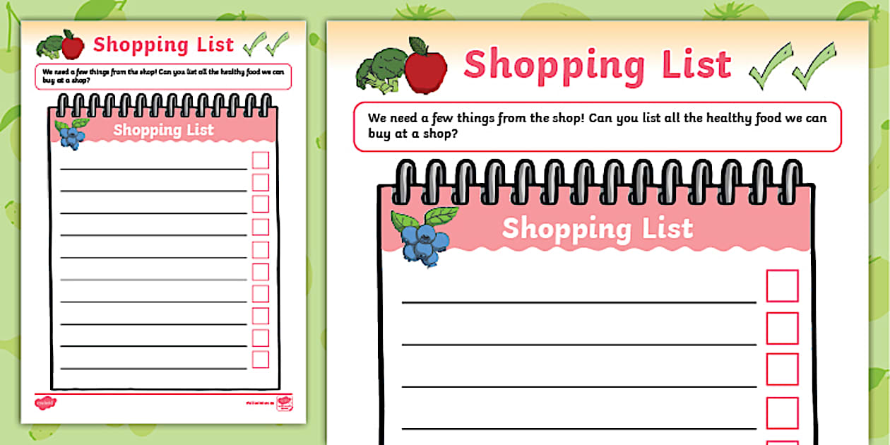 What We Need to Live: Healthy Foods Shopping List - Twinkl