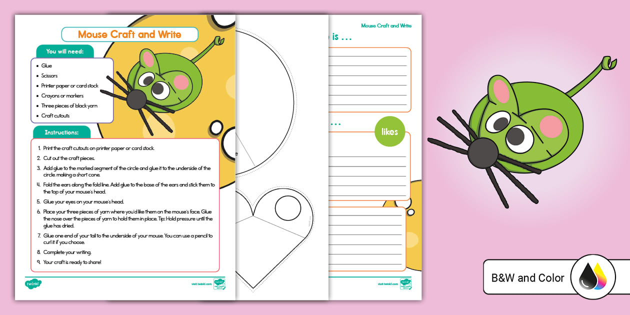 Mouse Craft and Write Activity (teacher made) - Twinkl