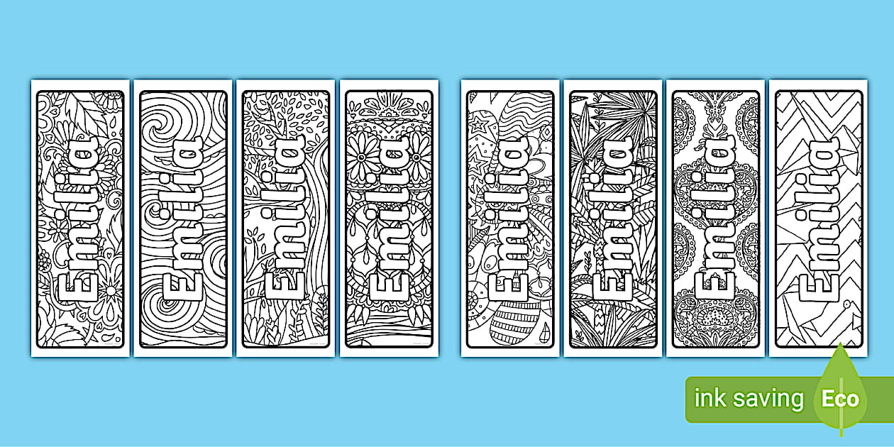 Emilia Mindfulness Name Colouring Bookmarks | Twinkl | KS1