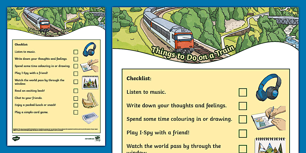 Things to Do on a Train Checklist Activity - Twinkl