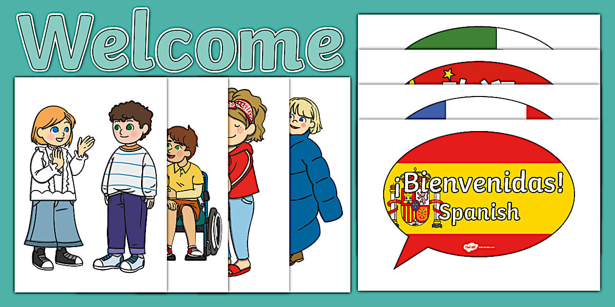 👉 Mixed Languages Welcome Door Display Pack - Twinkl