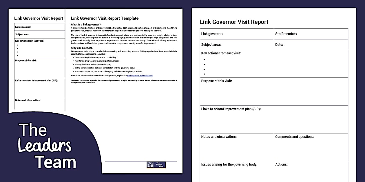 Link Governor Visit Report Template - SLT - Twinkl