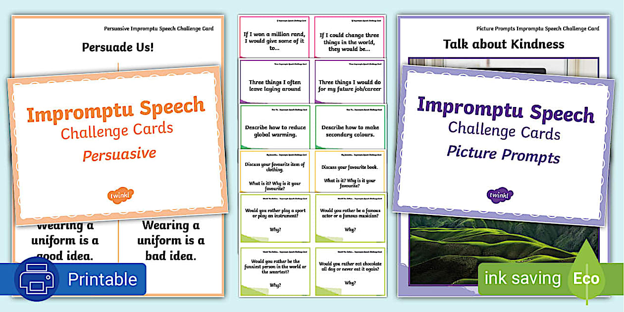 Impromptu Speech Topic Cards - Twinkl South Africa