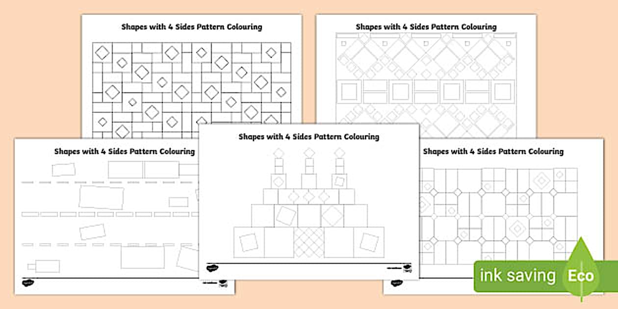 👉 Shapes with 4 Sides Pattern Colouring Maths Activity