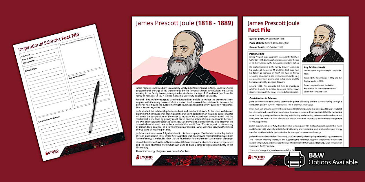James Prescott Joule Poster and Fact File | Science | Beyond