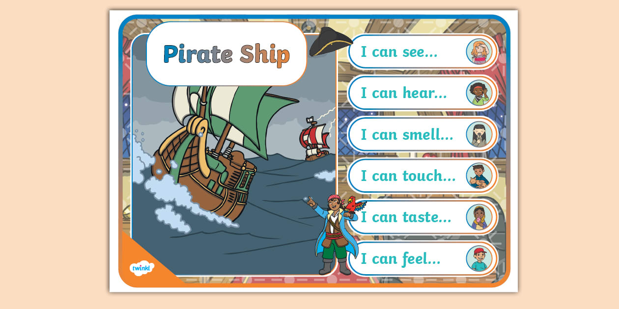 Pirate Ship Senses Display Poster - Twinkl English - Twinkl