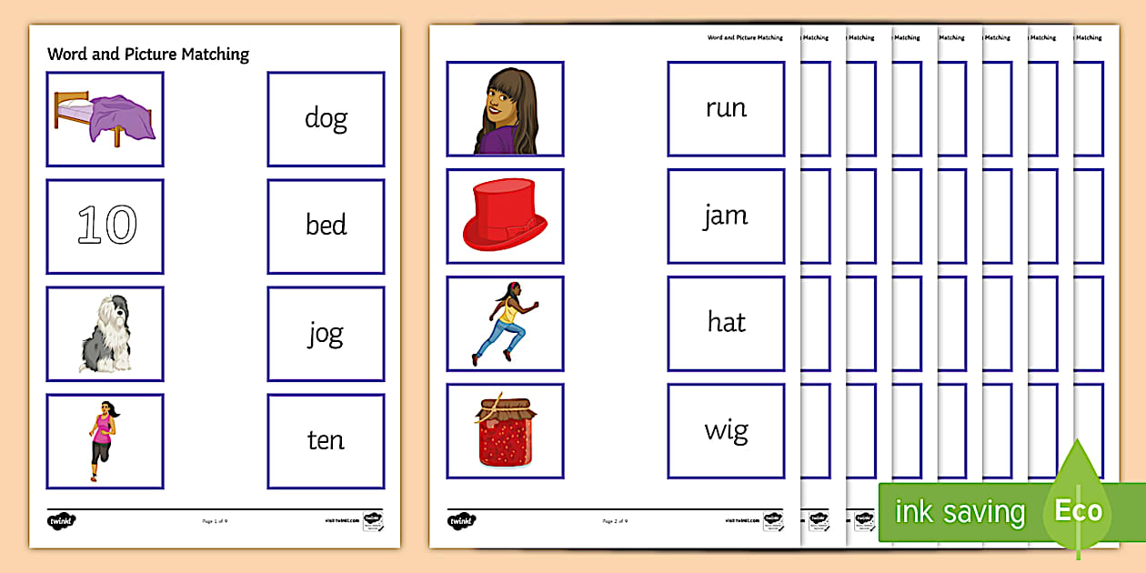 CVC Word and Picture Matching Worksheet / Worksheet - Twinkl
