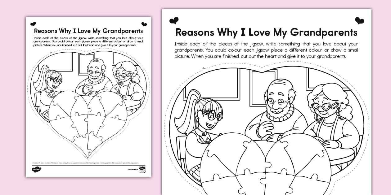 Reasons Why I Love My Grandparents Activity Sheet - Twinkl