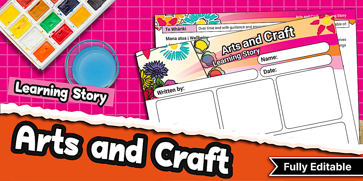 Arts and Crafts-Themed Learning Story Template (editable)
