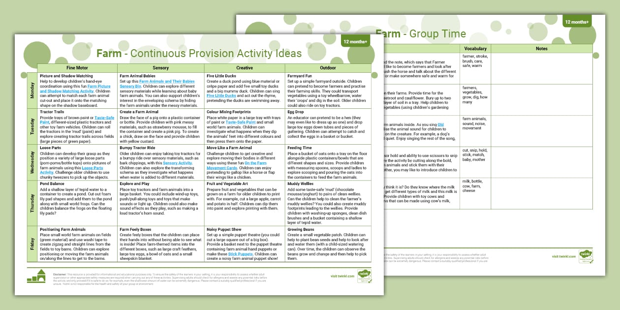 EYFS Toddler Room Planning: Farm | Twinkl - Twinkl