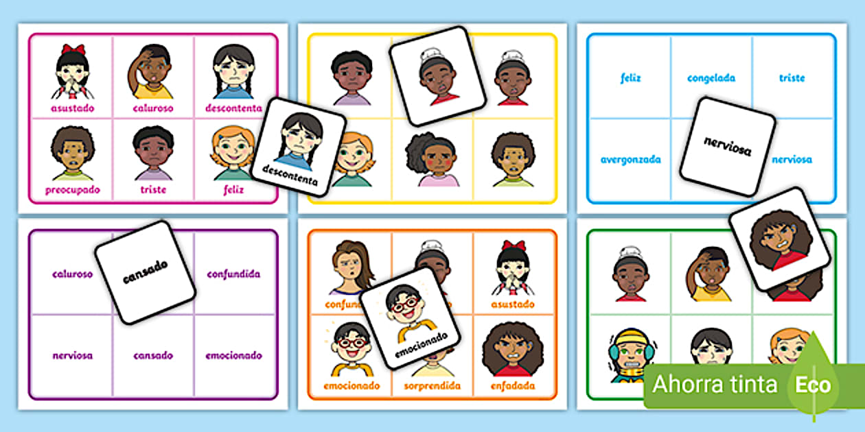 Bingo de las emociones y los sentimientos - Infantil