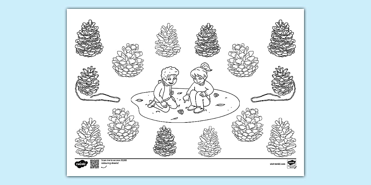 Pinecone Doodle Colouring Page (teacher made) - Twinkl