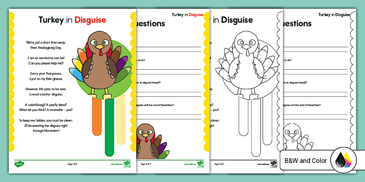 Turkey in Disguise Poem | Thanksgiving | Twinkl USA - Twinkl