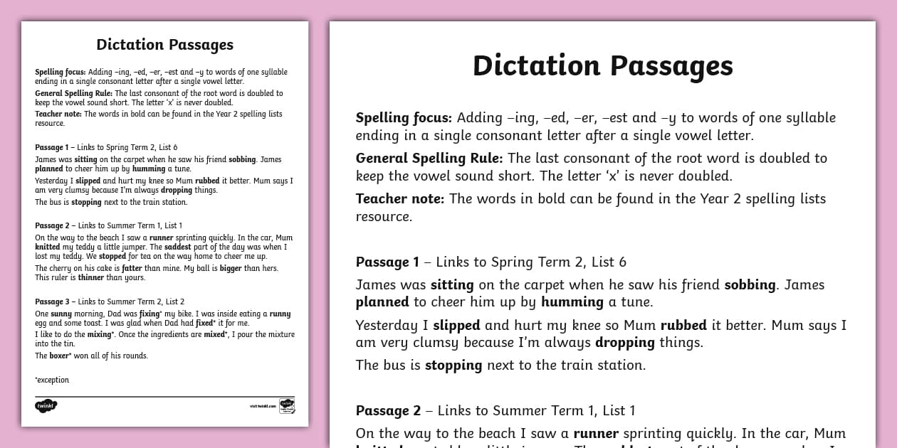 Dication Passages - Adding -ing -ed -er -est -and -y to Words of One ...