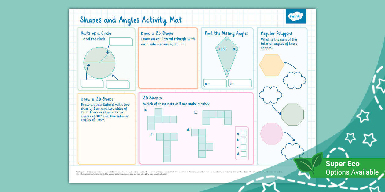 Shapes and Angles Activity Mat (Ages 10 - 11) - Twinkl