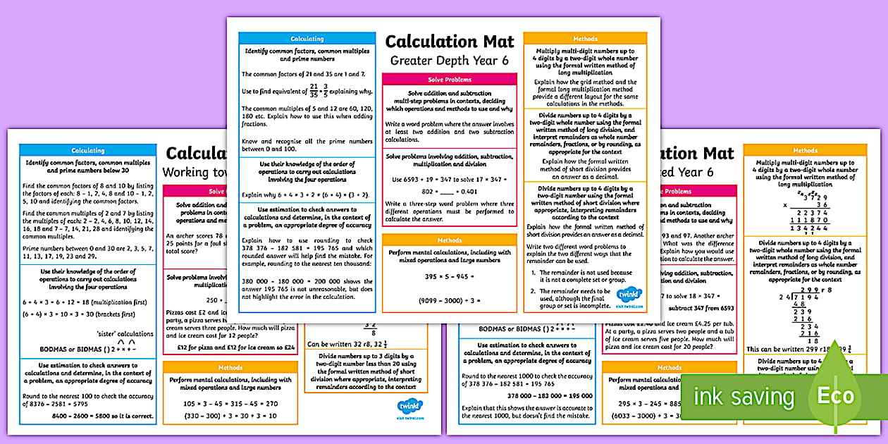 Year 6 Addition, Subtraction, Multiplication and Division ...