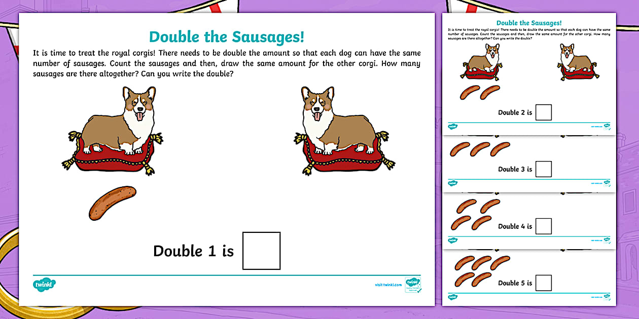 Corgi-Themed Doubles to 10 Worksheets (Teacher-Made)