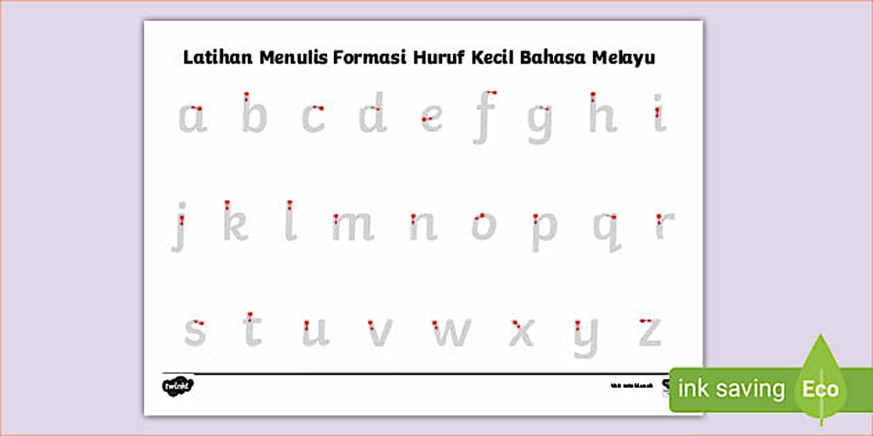 Lembaran Kerja Latihan Cara Menulis Huruf Kecil - Twinkl