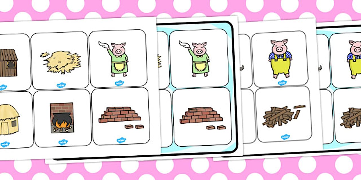 The 3 Little Pigs Matching Cards and Board (teacher made)
