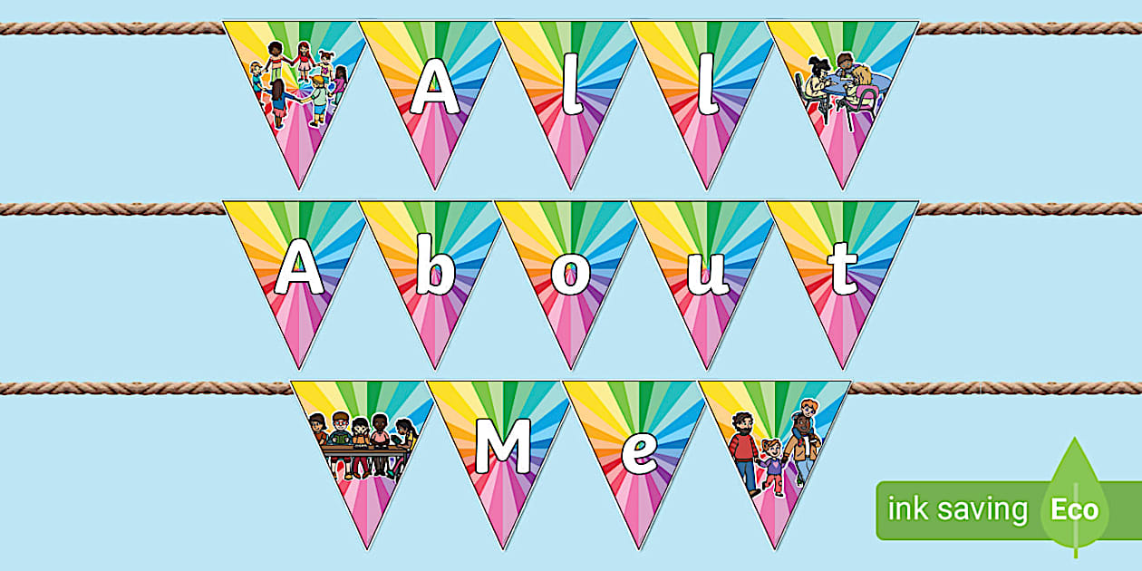 All About Me Display Bunting (Teacher-Made) - Twinkl