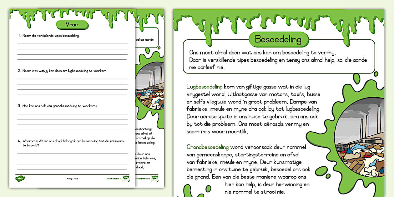 Besoedeling Graad 3 Werkkaart | Twinkl Suid-Afrika