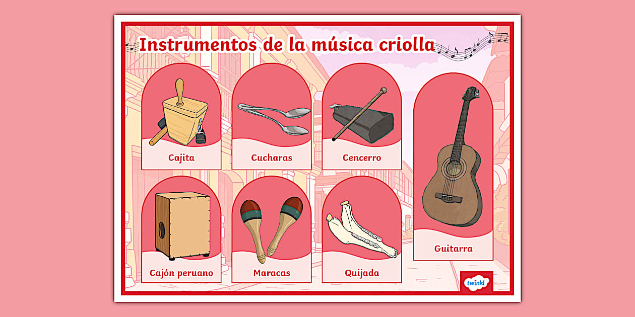 Dibujos de los instrumentos de la canción criolla