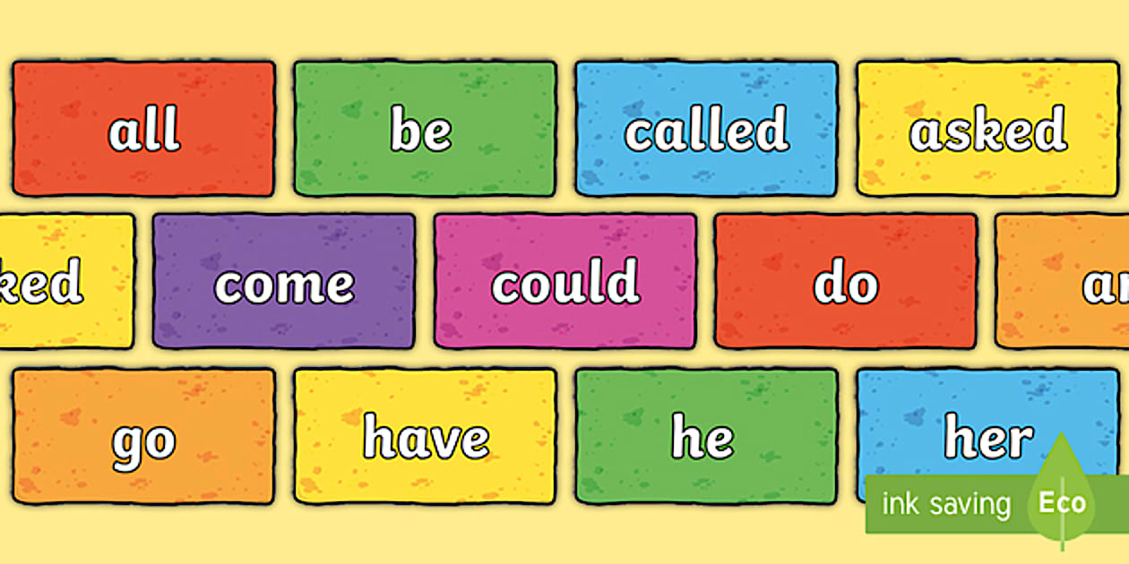 Cursive Tricky Words on Bricks (Multicolour) (teacher made)